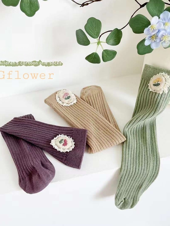Fall FLower Knee Socks - KKAMI